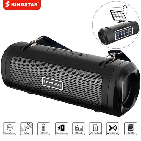 태양열 충전 휴대용 무선 스피커 스테레오 블루투스 호환 칼럼 베이스 Fm 라디오 Usb Tf 카드 지원 야외 스피커휴대용 스피커 Aliexpress