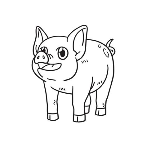 손으로 그린 돼지 귀엽다 색칠 페이지 그림 프리미엄 벡터