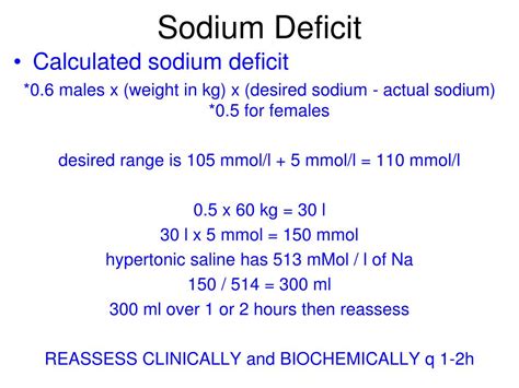 How To Calculate Sodium Deficit Formula