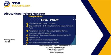 Jobhunter Id LoKer Palembang Terbaru Posisi PT Trans Dana Profitri September