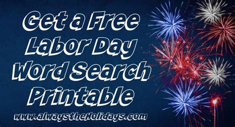 Labor Day Word Search Printable Free Word Find Answer Key
