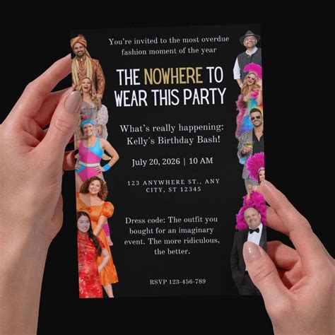 Nowhere To Wear This Party Invitation Funny Birthday Invite Editable