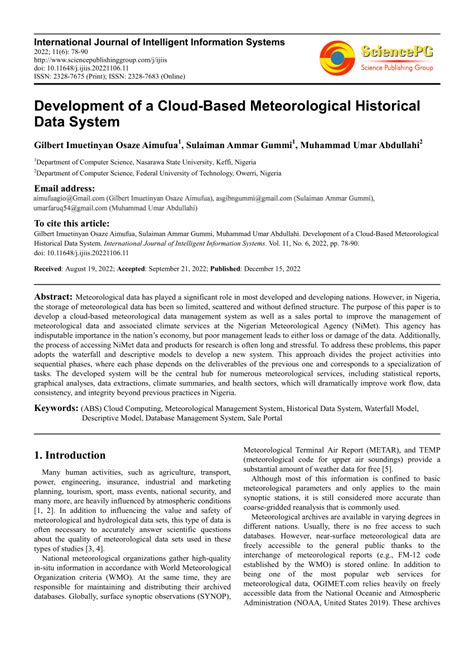 Pdf Development Of A Cloud Based Meteorological Historical Data System