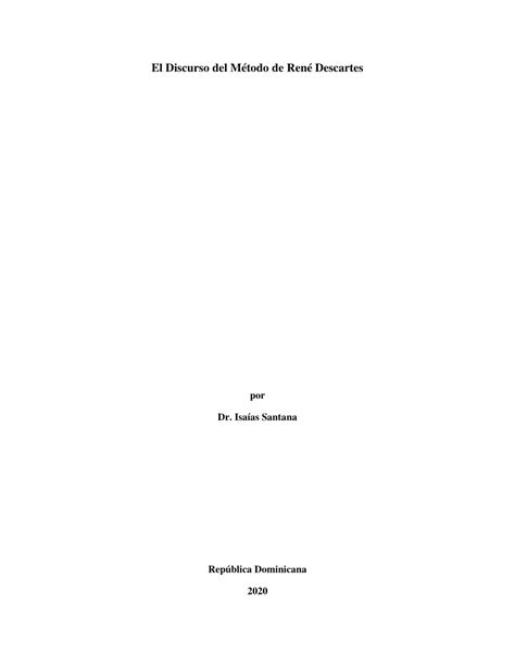 Pdf El Discurso Del Método De René Descartes Por