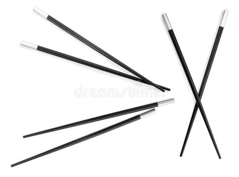 Collage With Black Chopsticks Isolated On White Stock Image Image Of