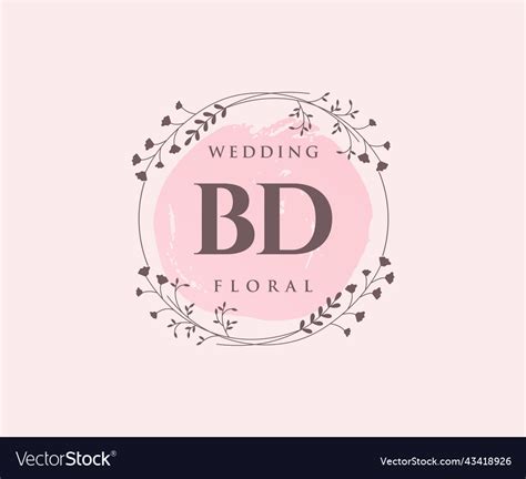 Bd Initials Letter Wedding Monogram Logos Vector Image