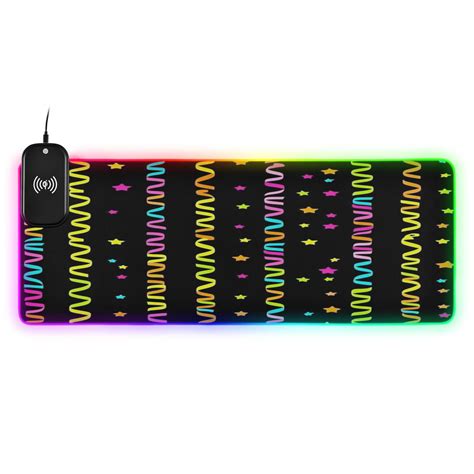 Streamers And Stars Pattern Large Rgb Gaming Mouse Pad With Fast