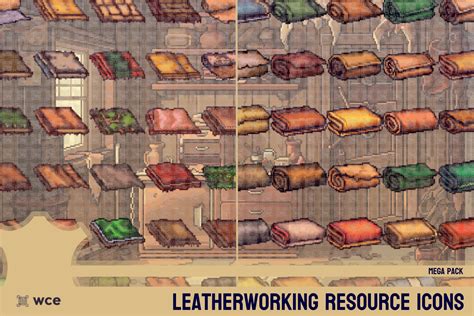 Leatherworking Icons Mega Pack 2d Pixel Leather Crafting Resources