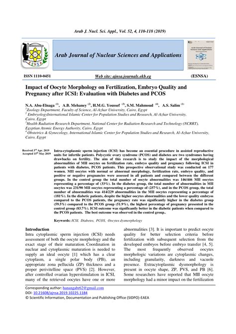 Pdf Impact Of Oocyte Morphology On Fertilization Embryo Quality And