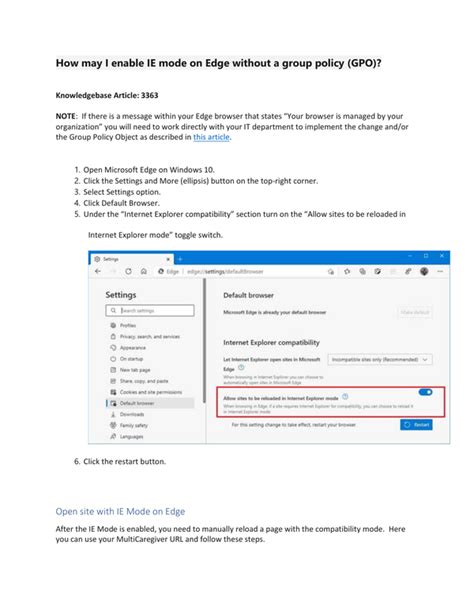 Support Guide How May I Enable Ie Mode In Microsoft Edge Without A