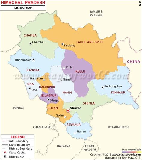 Himachal Pradesh Map Districts In Himachal Pradesh