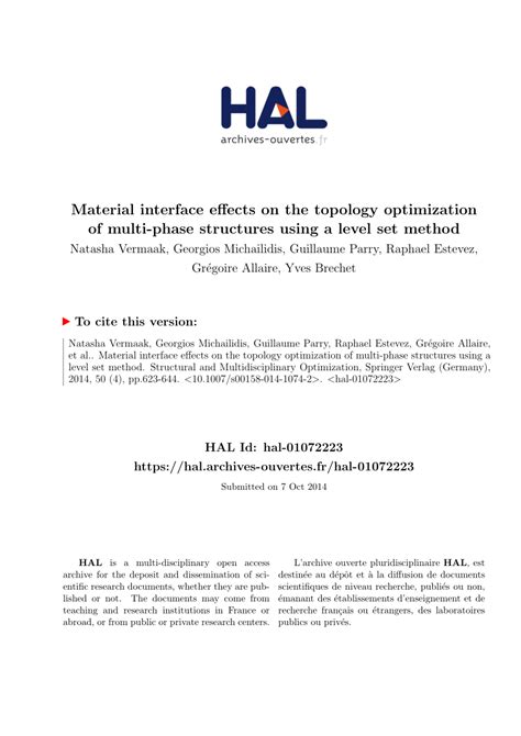 Pdf Material Interface Effects On The Topology Optimizationof Multi