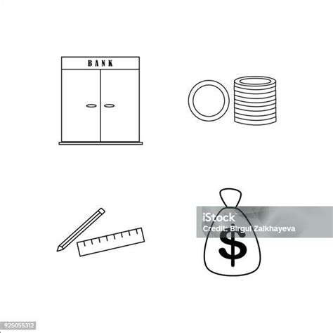 금융 은행 업무와 돈 간단한 선형 아이콘 세트입니다 간단한 개요 아이콘 0명에 대한 스톡 벡터 아트 및 기타 이미지 0명 눈금자 돈가방 Istock