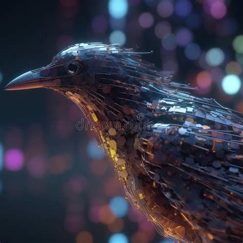 chaotic abstract theory dot matrix diagram map of a bird generative