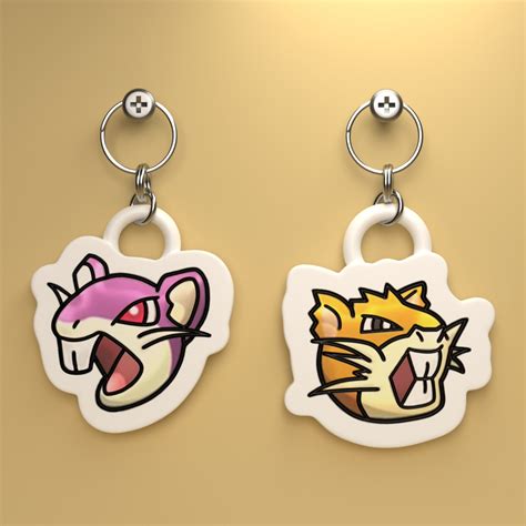 Stl File Pokemon Rattata And Raticate Head Keychain Easy Print No