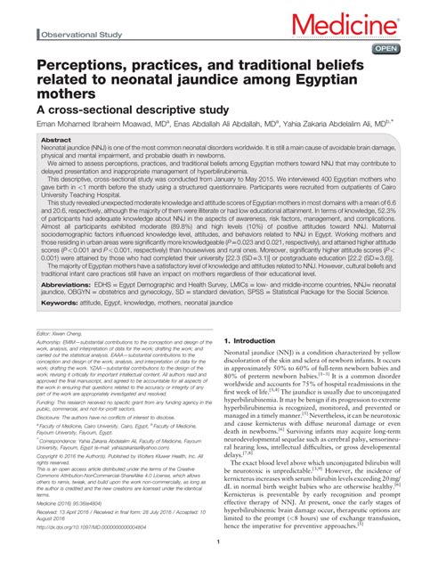 Pdf Perceptions Practices And Traditional Beliefs Related To
