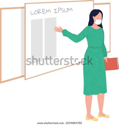 Female Teacher Stands Front Board Semi Stock Vector Royalty Free Shutterstock