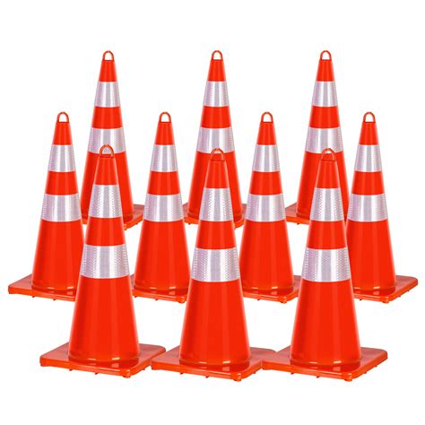 10 Pack Traffic Cones 28 Inch Upgraded Pvc Safety Cones With