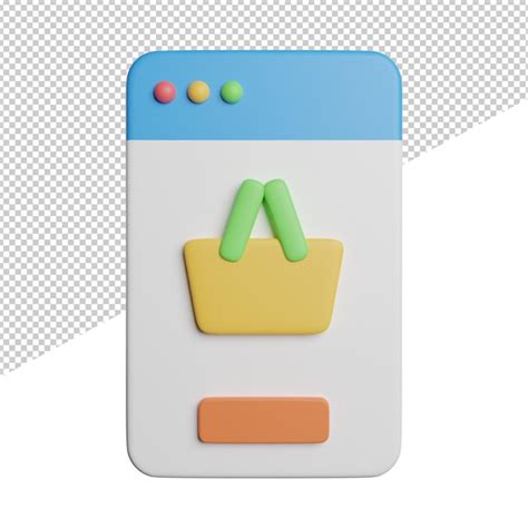 투명 한 배경에 전자 상거래 온라인 쇼핑 전면 보기 3d 렌더링 아이콘 그림 프리미엄 Psd 파일