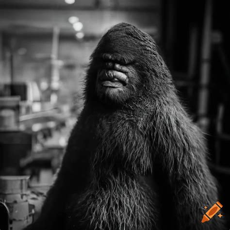 Sasquatch Working In A Factory On Craiyon