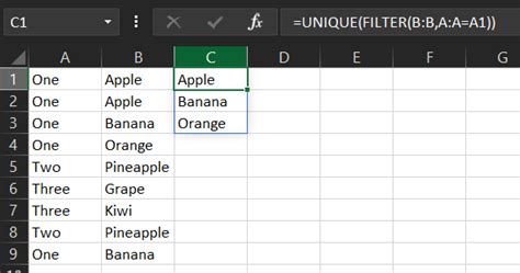 Excel Vba Filter Column Store Unique Values Of Another Column Stack