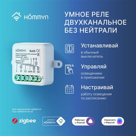 Модуль реле HOMMYN zigbee 2 канала (без нейтрали) - купить с доставкой ...