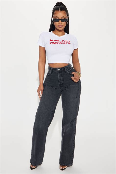 Bitch Im A Capricorn Fitted Tee White Fashion Nova