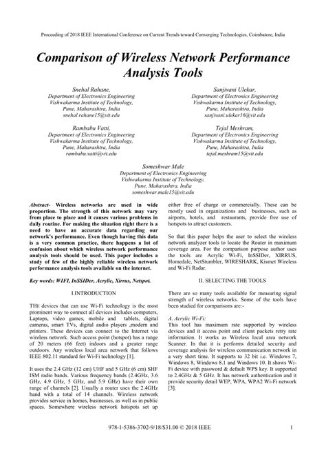 Pdf Comparison Of Wireless Network Performance Analysis Tools