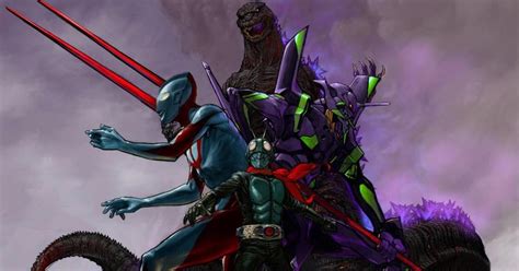 Godzilla Headlines New Crossover With Ultraman Evangelion And Kamen Rider