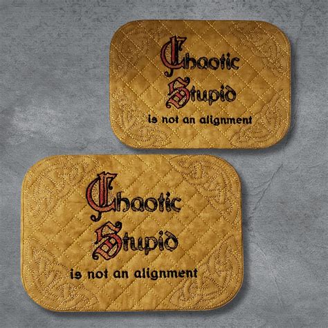 Chaotic Stupid Mug Rug String Theory Fabric Art