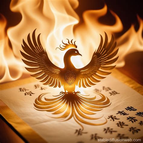 Golden Phoenix And Ancient Calligraphy Stable Diffusion Online