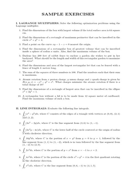 sample exercises pdf area rectangle