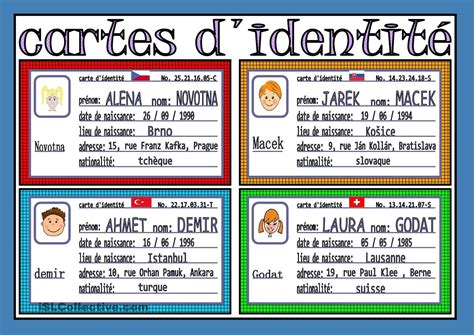 cartes d identité 2 Carte d identité Fle Identité