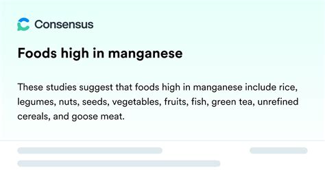 Foods High In Manganese Consensus Academic Search Engine
