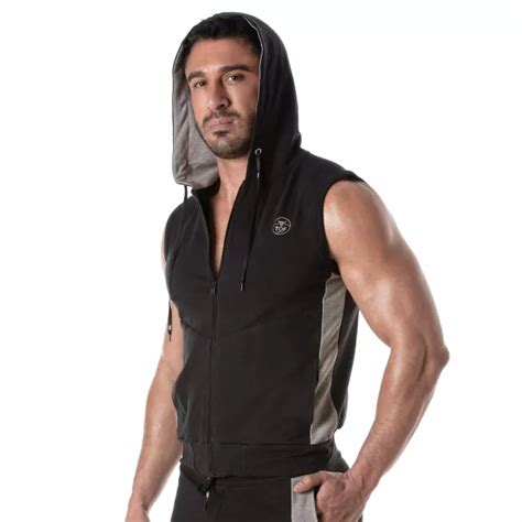 Zipped Sleeveless Hoodie Black Sportswear Tof Paris