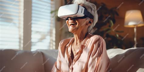 Premium Ai Image Elderly Woman Entering Vr Realm