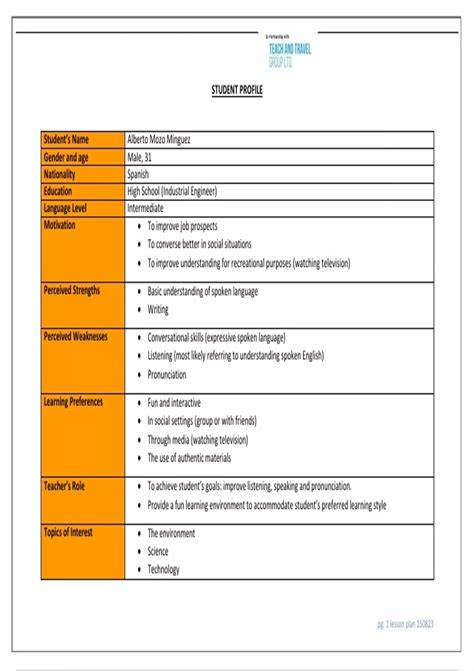 Tefl Level 5 One To One Assignment Alberto Moro Minguez Tefl Level 5 Diploma 420 Hours