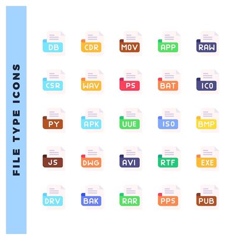 파일 타입 평평한 아이콘 터 일러스트레이션 프리미엄 벡터