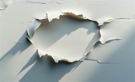 Torn Wall With Visible Hole Revealing Underlying Layer In Bright Light