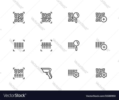 Qr Code And Barcode Scanning Related Icon Set In Vector Image
