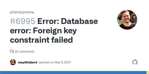 Error Database Error Foreign Key Constraint Failed · Issue 6995