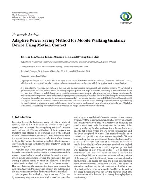 Pdf Adaptive Power Saving Method For Mobile Walking Guidance Device