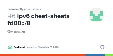 Ipv6 Cheat Sheets Fd008 · Issue 6 · Onemarcfiftycheat Sheets · Github