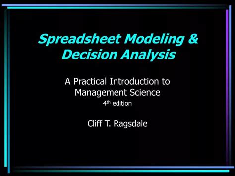 Ppt Spreadsheet Modeling And Decision Analysis Powerpoint Presentation