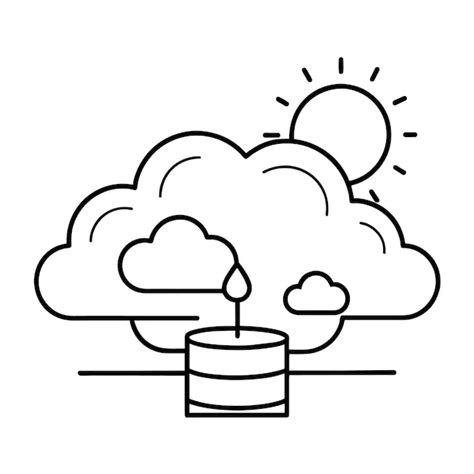 하늘에 있는 구름의 연속적인 선 그림 프리미엄 Ai 생성 벡터