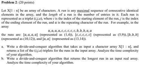 Solved Problem 2 20 Points Let X 1 N Be An Array Of