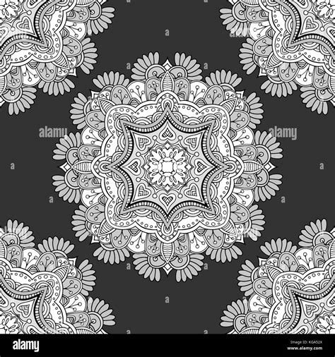 Monochrome Seamless Pattern Design For Tile Background Stock Vector