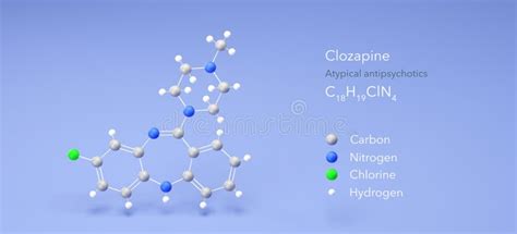 Clozapine Molecule Molecular Structures Atypical Antipsychotics 3d