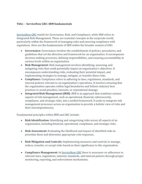 Ppt Servicenow Grc Irm Fundamentals Powerpoint Presentation Free