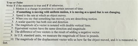 Solved True Or False Write T If The Statement Is True And F Chegg